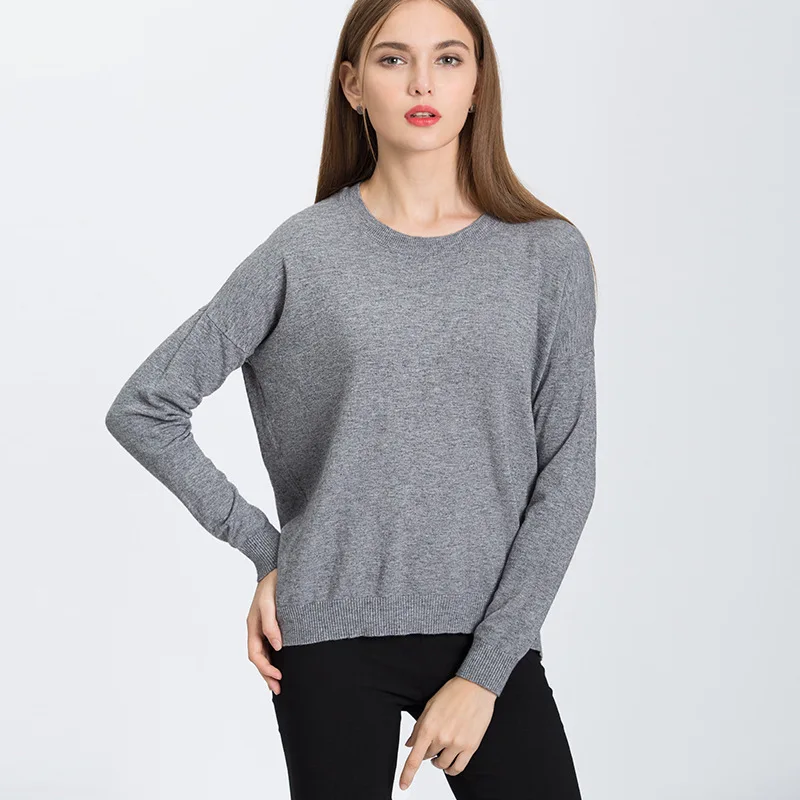 2019 New Women Basic Sweater Pullovers Fashion Back Zipper Long Sleeve ...