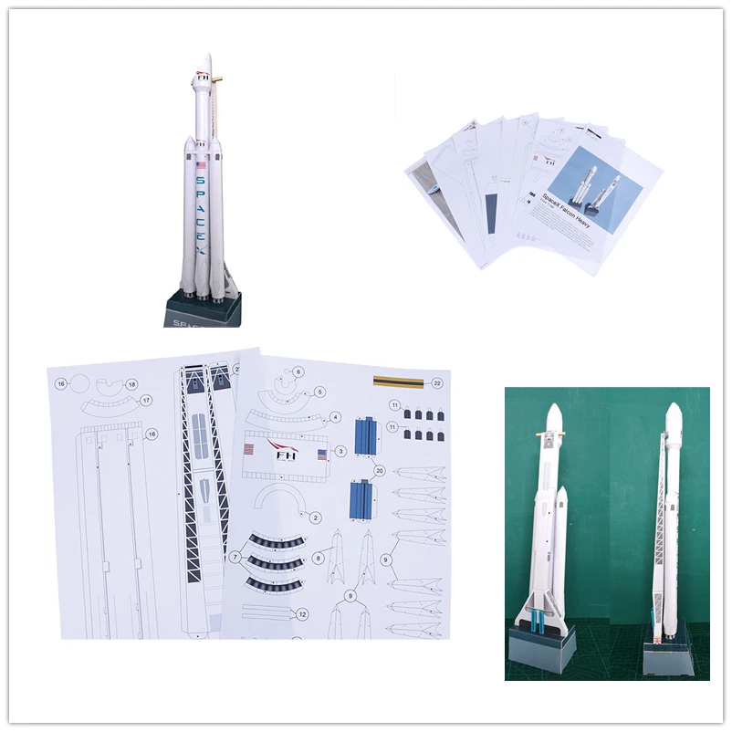 42cm 1:160 SpaceX Falcon Heavy duty Rocket 3D Paper Model Puzzle ...