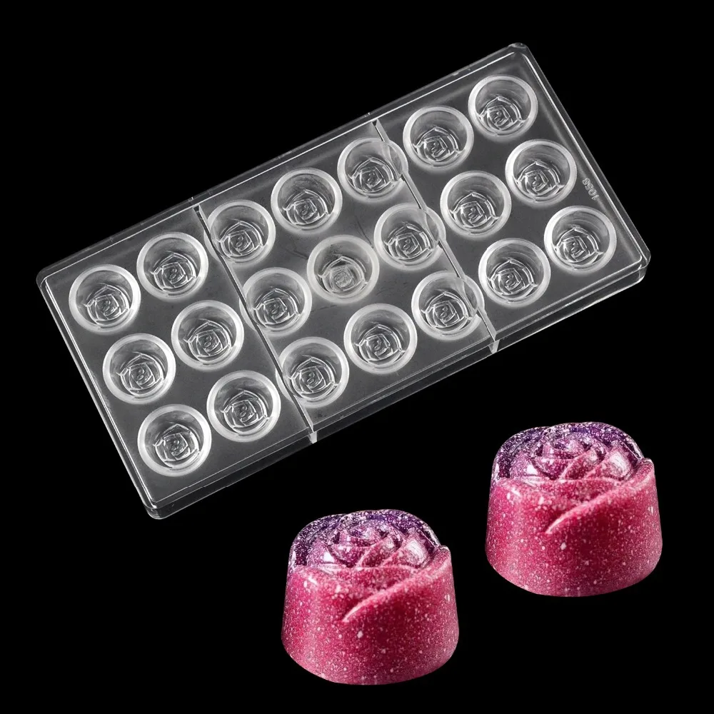 Rose Shape Polycarbonate Chocolate Mold Confectionery Baking Tools ...