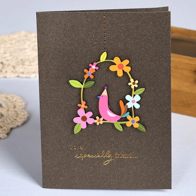 10pcs Creative Mini Greeting Cards Handmade Colorful Wood Ornament Kids ...