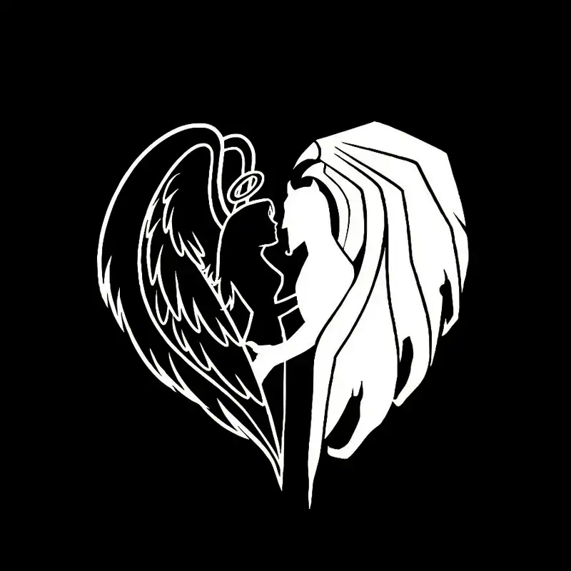Yjzt 14 5 15 1cm Get Together Become Heart Demon Angel Decal Black
