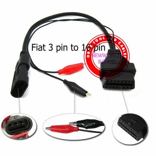 FIAT 3 Pin OBD2 Adapter, OBD 2 II OBD2 FIAT 3PIN Male to 16 PIN FEMALE ...