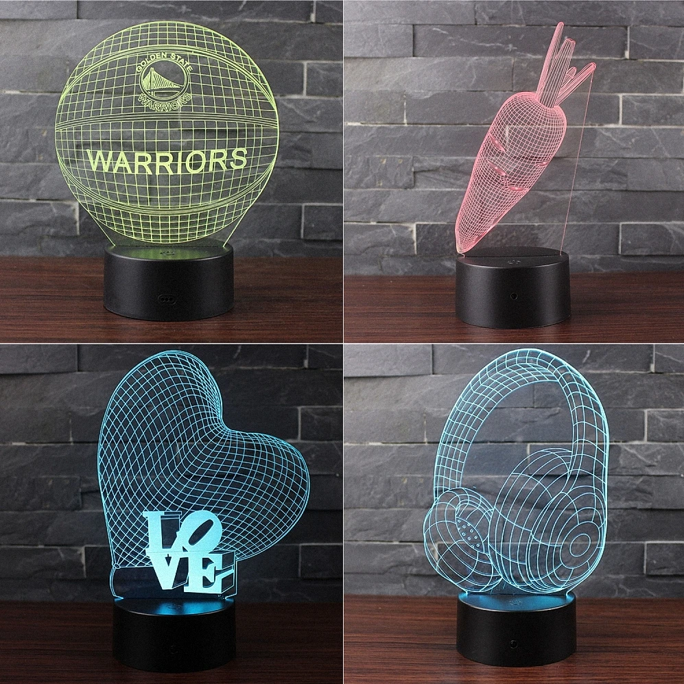 Creative Nba Warriors Carrot Love Peach 3D Besides Light Touch Sensor ...