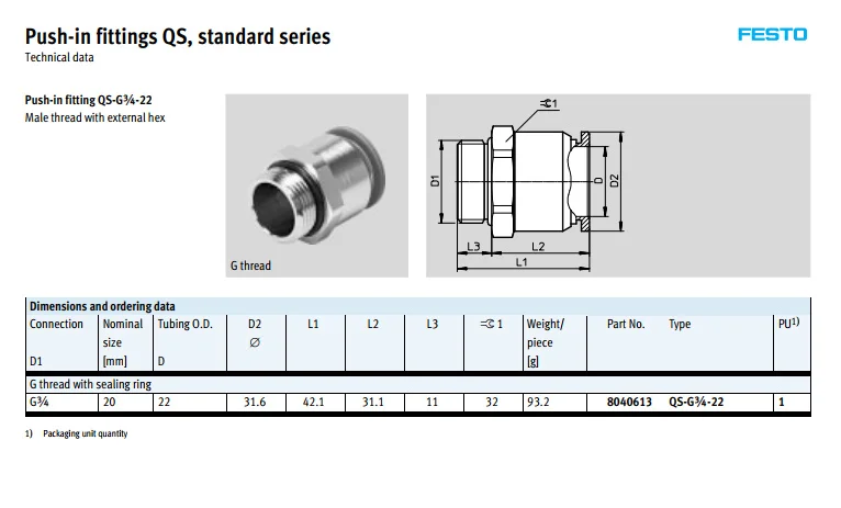 QS 1/8 4 QS 1/8 6 QS 1/8 8 QS 1/8 10 QS 1/8 12 festo push in encaixes ...