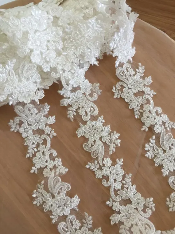 Fino-P-rola-frisada-Lace-Trim-Bridal-Veil-Correias-Casamento-Sash ...