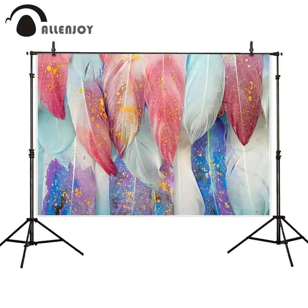 Allenjoy photography backdrop colorful tropical feather texture decor ...