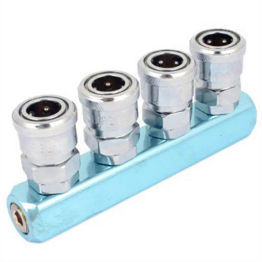 1 Pc Silver Tone Pneumatic 4 Way Air Hose Quick Connect Coupling Tool ...