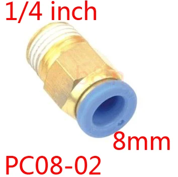 PC08-02 Pneumatic air straight fitting 8mm thread 1/4'' One touch hose connector,8pcs/lot