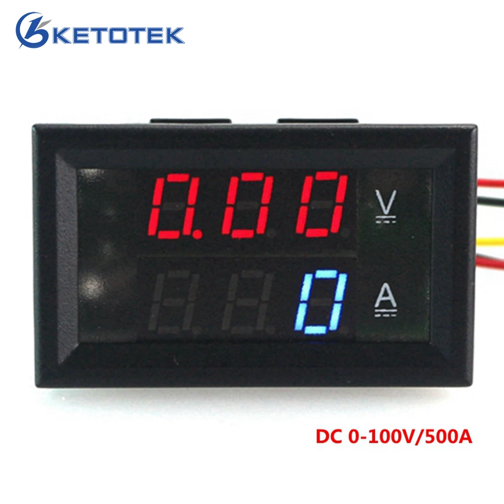Blue Red Led Display Dc 0 100v 500a Dual Volt Amp Meter Digital Ampere