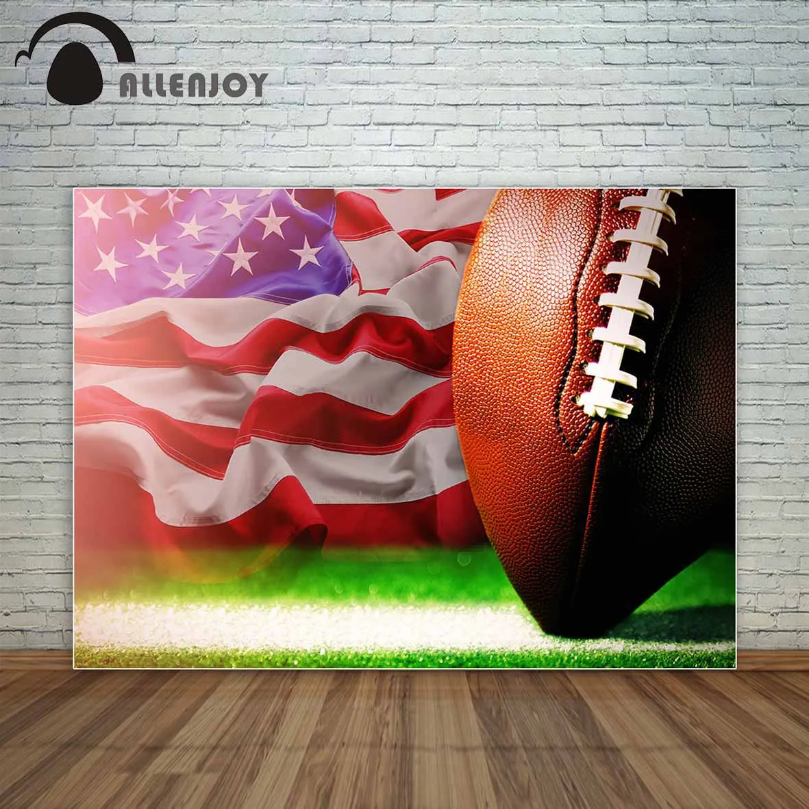 Allenjoy American Football On Green Grass Flag Of United States ...