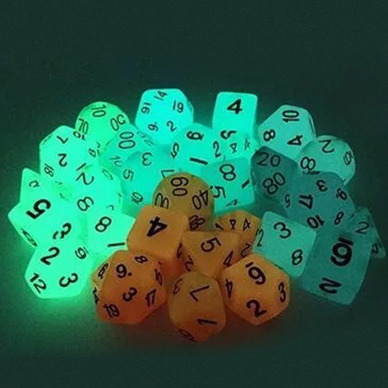 Wholesales 7pc/lot Glow in the dark RPG Digital Dice Set D4,d6,d8,d10 ...
