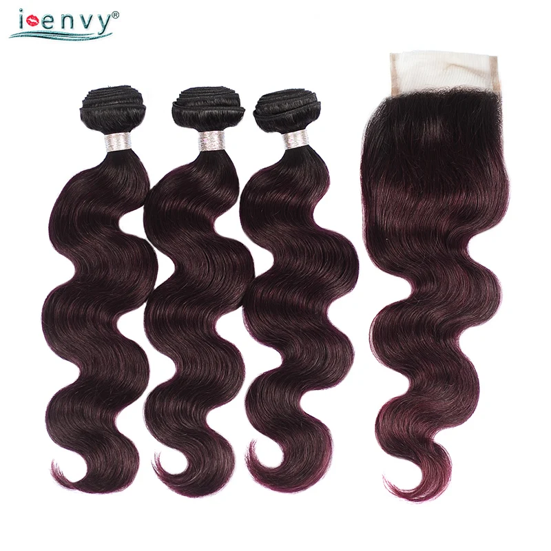 I Envy Ombre Body Wave Bundles With Closure Brazilian Hair Weave Dark ...