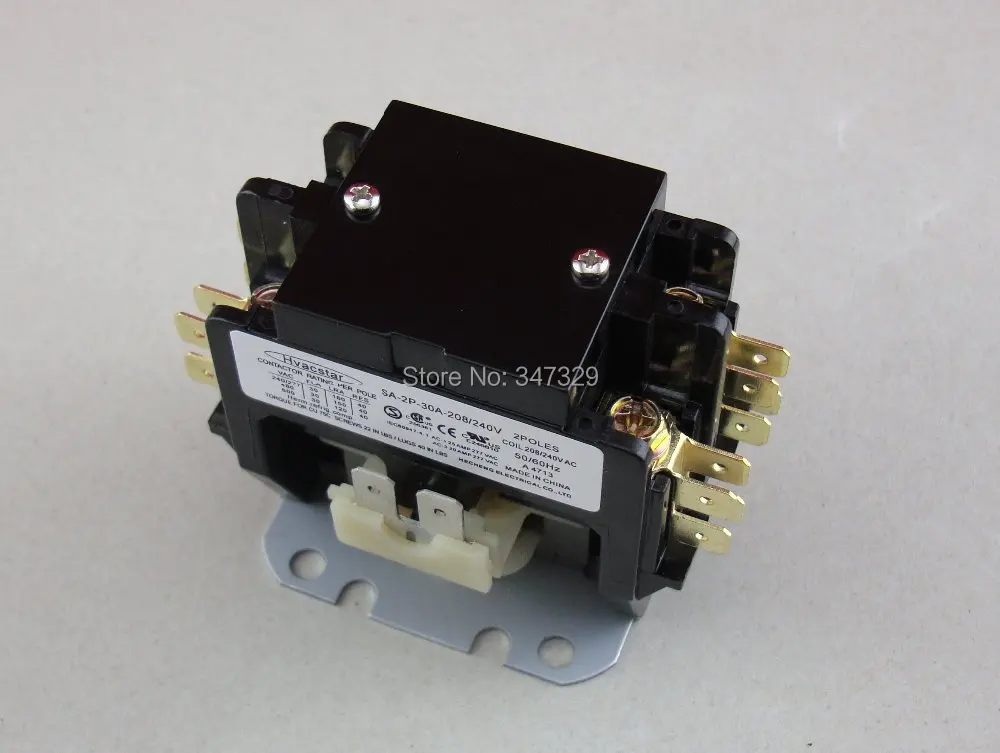 Hvacstar SA 2P 30A 208/240V Definite Purpose Contactor 2Poles 30FLA 208/240V AC Coil , DP ...