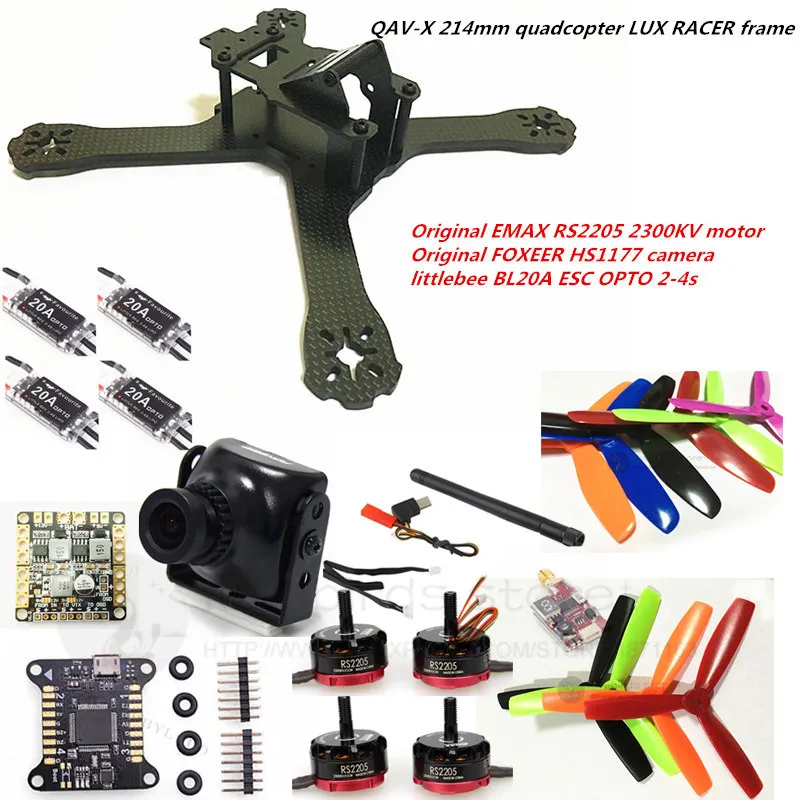 DIY mini FPV drone con cámara QAV X 214mm 3/4 kit de marco de EMAX ...