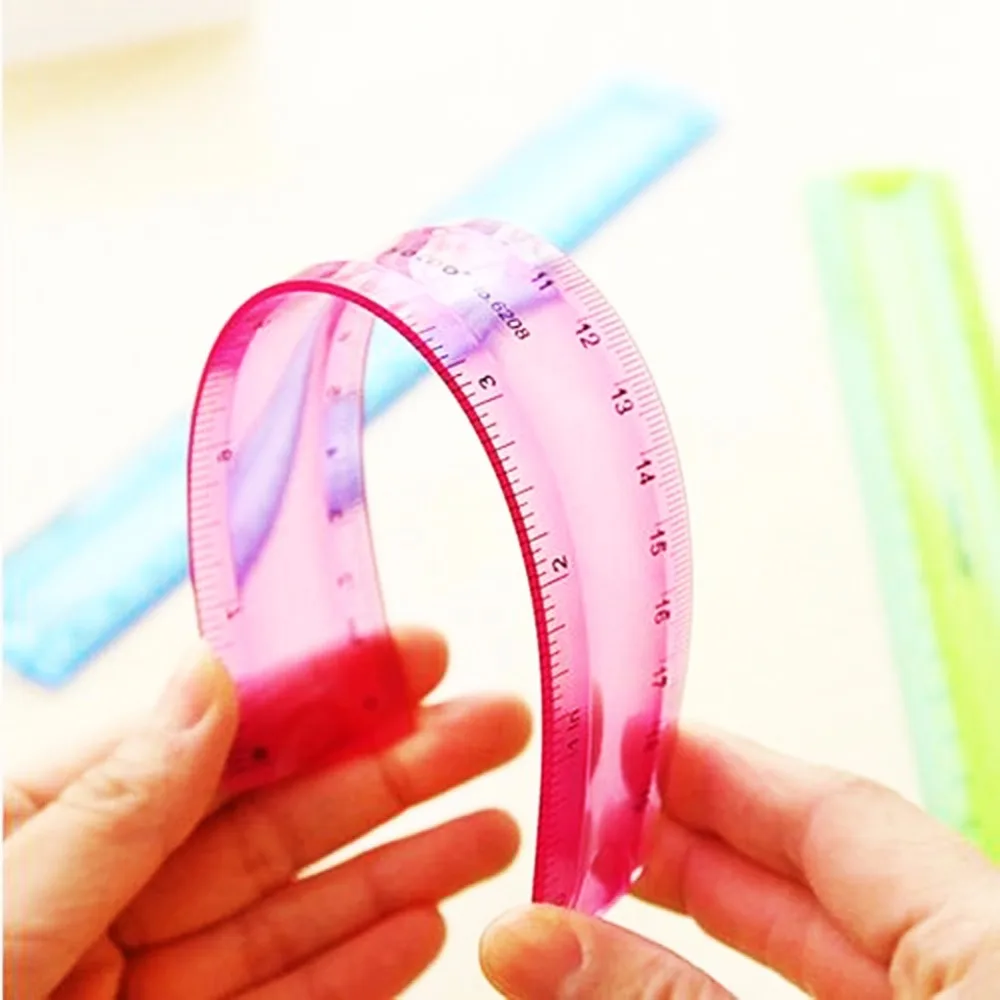 2 Pcs of Random Color Bendable Flexiable Ruler for School Stationery ...