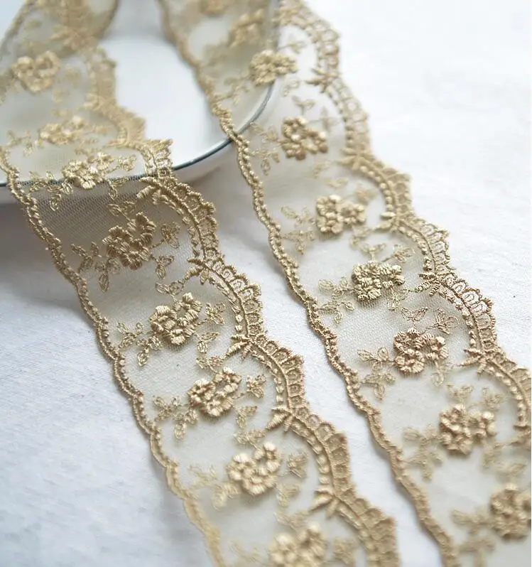 2 Meters 4cm Width High End Quality Luxury Dress Lace Dark Gold ...