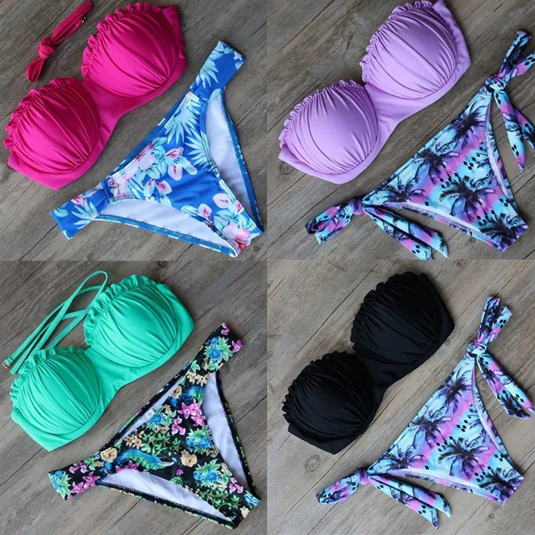 Swimwear Women Sexy bikini Swimsuit Beach swimming Floral 2017 New ...