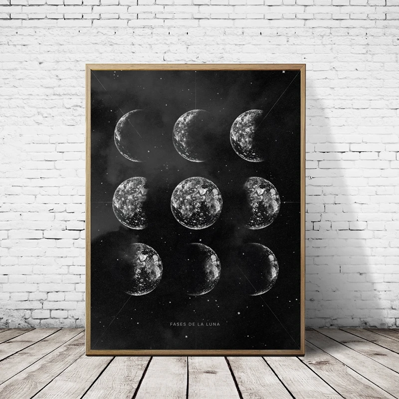 Prints Art & Collectibles Monotypes Celestial print La Luna night sky ...