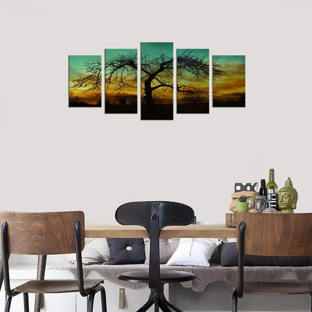 5-Panel-Poster-Canvas-Painting-Home-Decoration-Art-Print-Tall-Trees ...