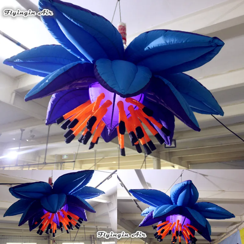 Large Hanging Led Inflatable Flower Ceiling Decorative Blue Blooming ...