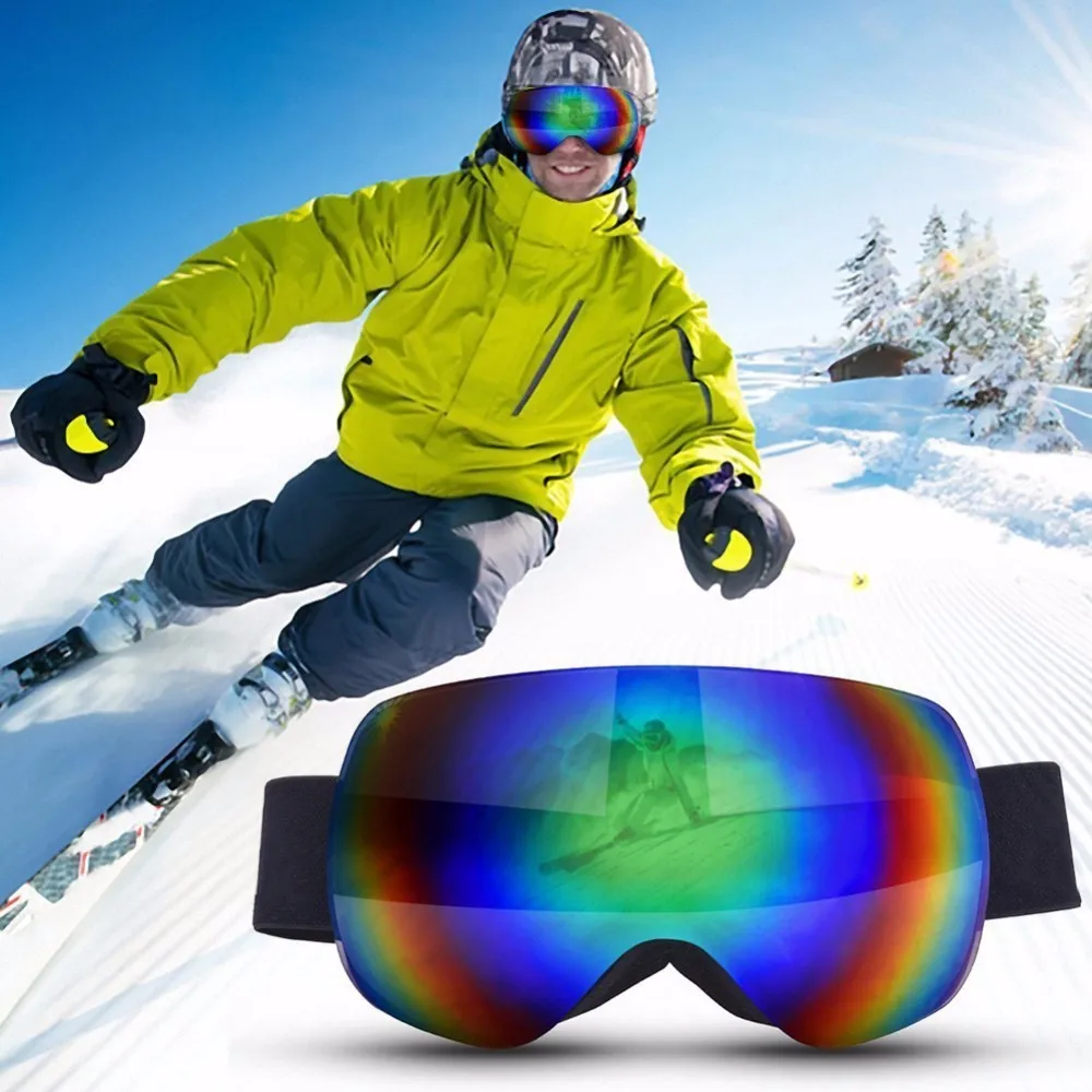 Ski Goggles Double Layers Uv400 Anti Fog Windproof Big Ski Mask Glasses Skiing For Men Women