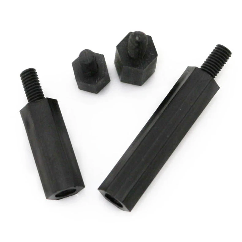 100pcs M3 M3*6+6mm 6mm B Black Nylon Hexagonal Hex Standoff Spacer Female & Male Thread Plastic ...