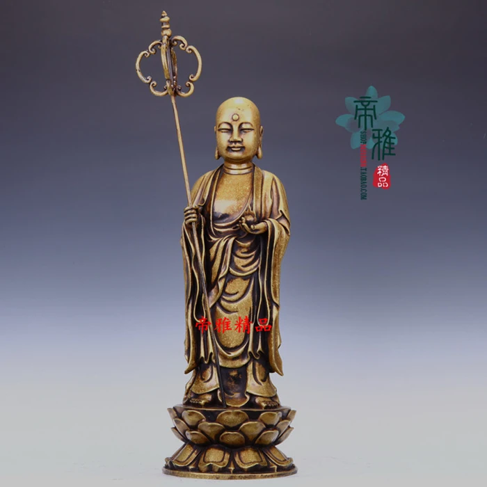 Gold copper dizang bodhisattva bronze statue ksitigarbha buddha ...