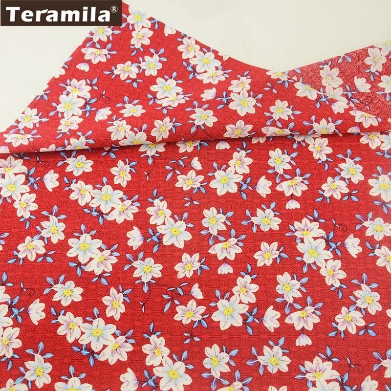 Teramila Cotton Poplin Fabric Red Fat Quarter Meter Textile Tissue