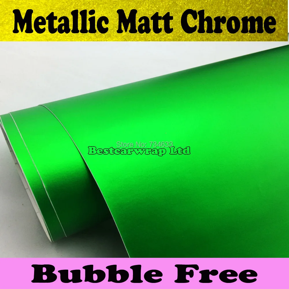 Green Matte Chrome Satin Vinyl Wrap With Air Bubble Free Matte Chrome ...