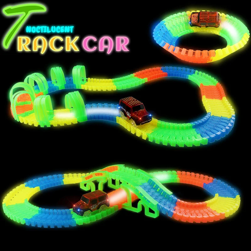 Flexible Glow Magic Race Track Create A Road Diecast With Glowing Cars ...