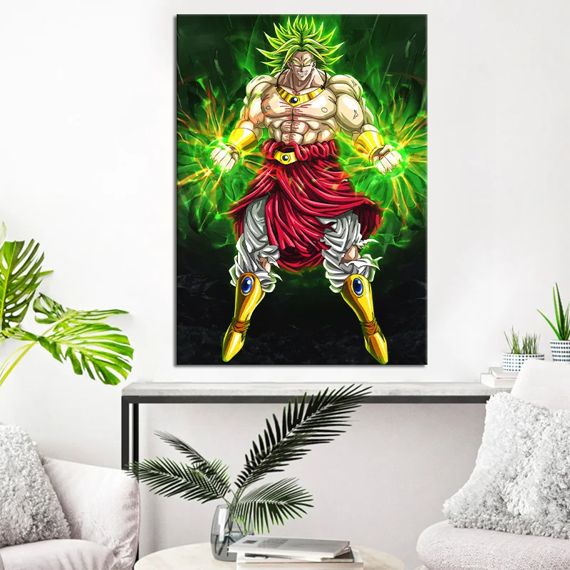 Super Saiyan Anime Poster Dragon Ball Super Broly Anime Figure Wall Art ...