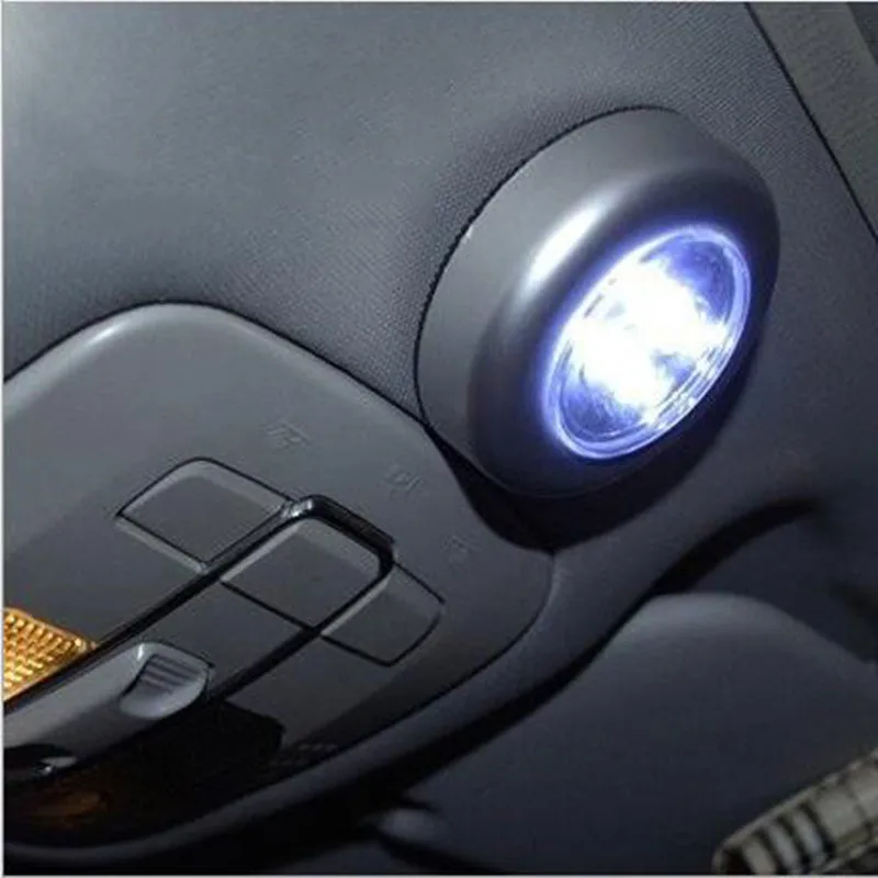 Round Silver LED Tap Touch Lamp Night Light 3 LED Battery Powered ...