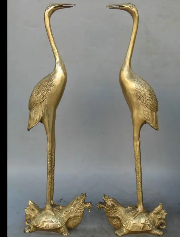 671115695++16" China Brass Dragon tortoise Turtle red crowned crane ...