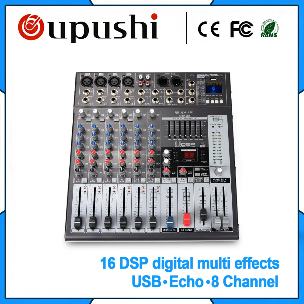 Professional Sound Mixer 8 Channel Sound Audio Power amplifier mixer ...