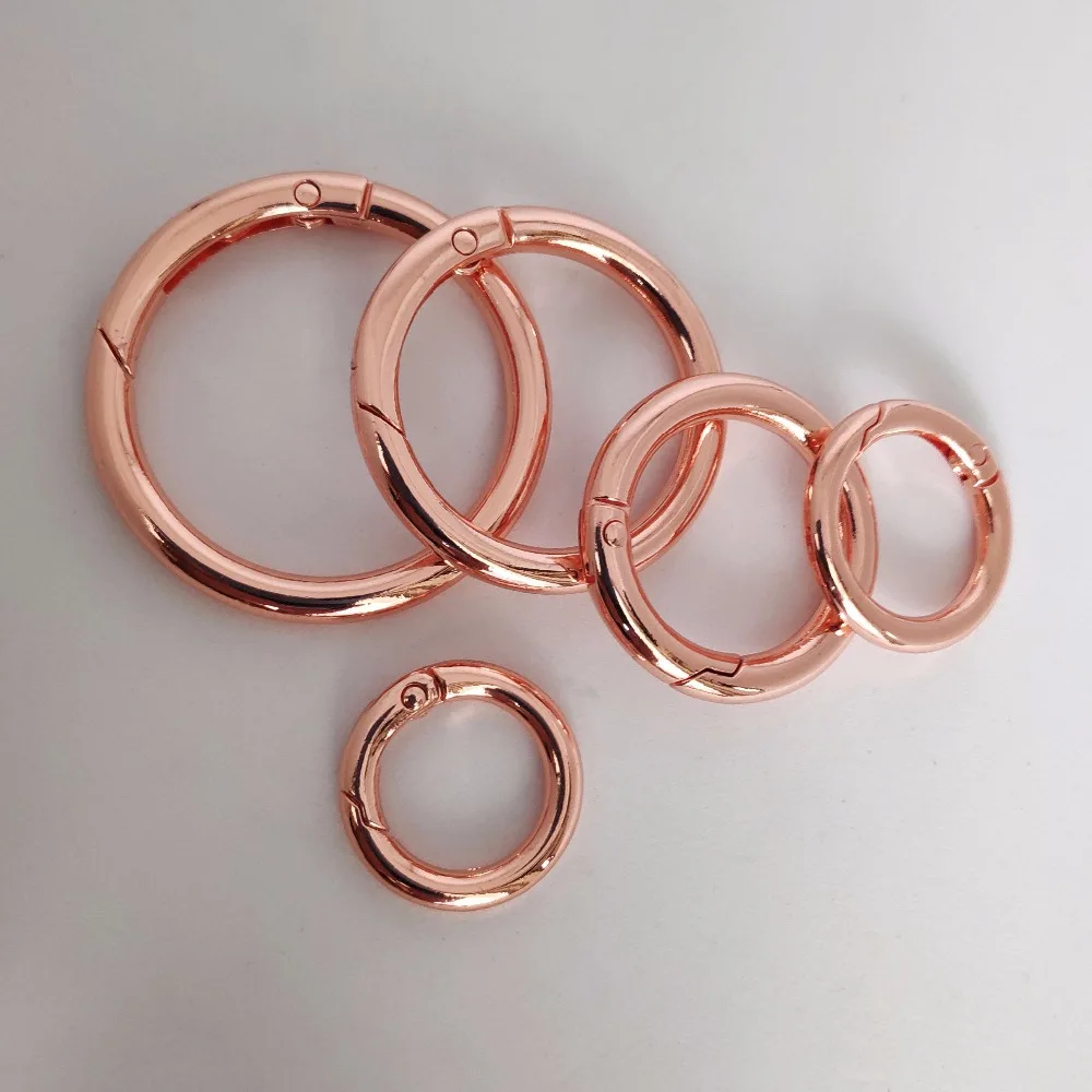 2pcsO Ring Rose gold bag hook Round Carabiner Snap Clip Trigger Spring ...