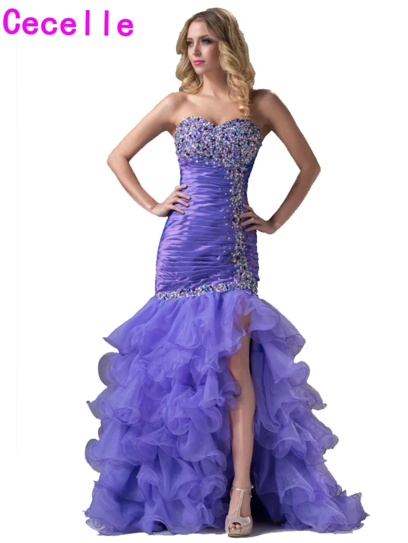 2019 Sexy Lavender Long Mermaid Prom Dresses Sweep Train For Seniors