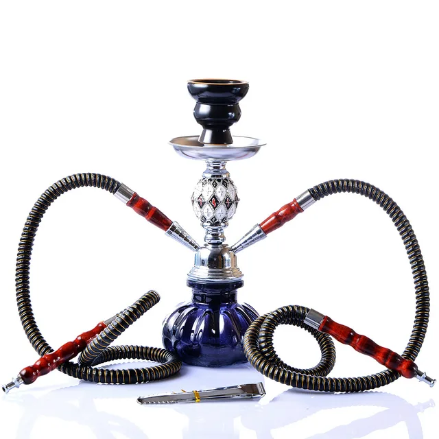 Small Size Portable Shisha Pipe Set Glass Base Hookah with Double Hoses ...