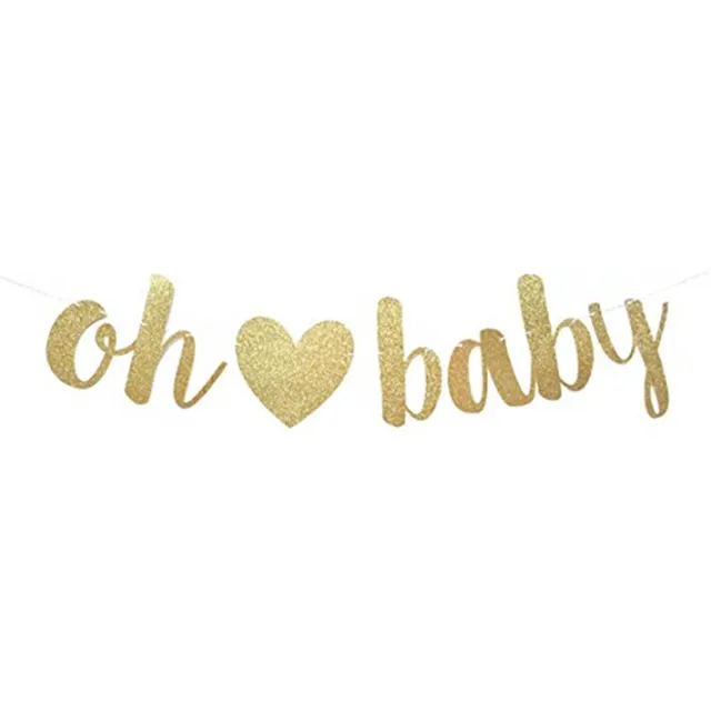 Baby Shower Banner Gold Color
