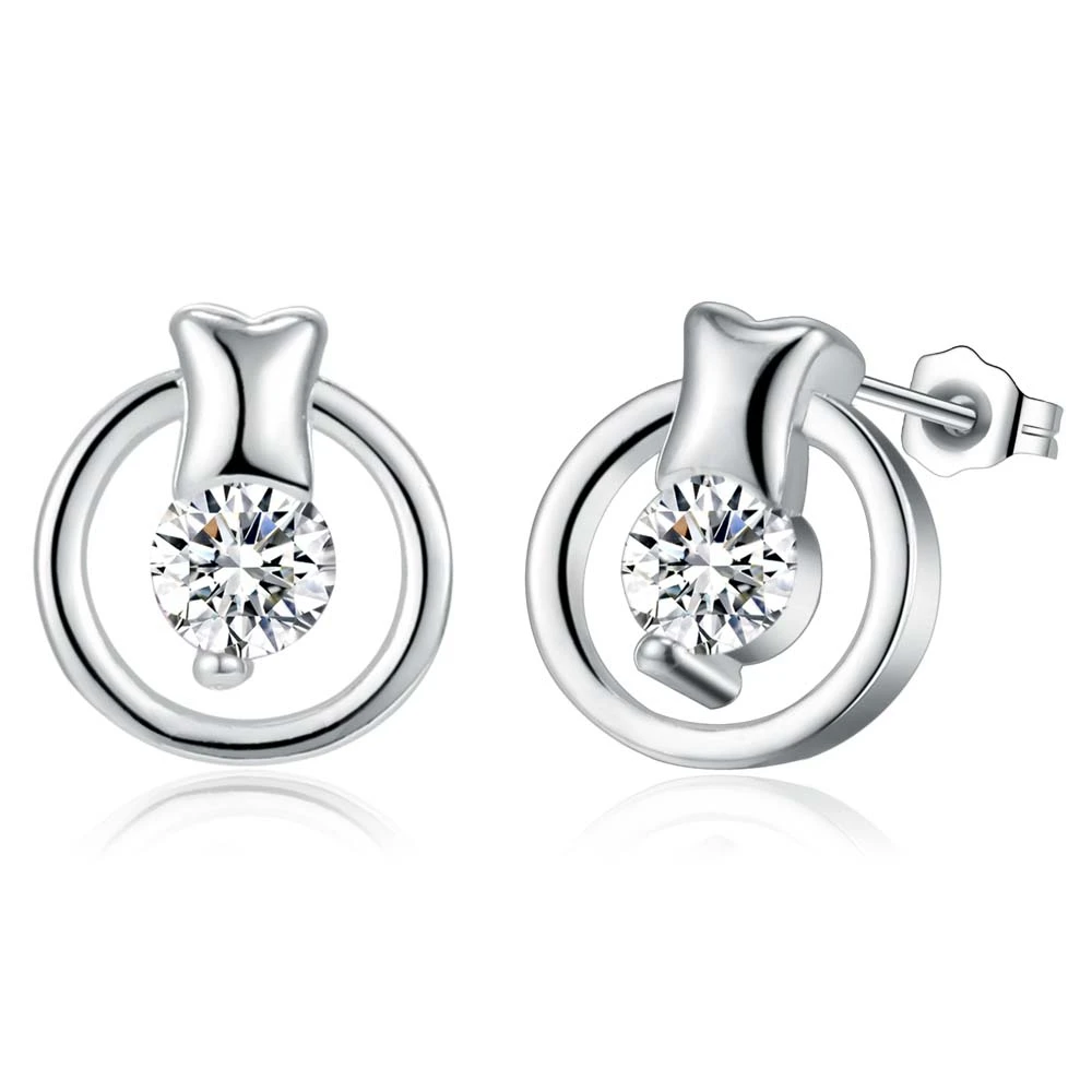 shiny zircon loop high quality Silver Earrings for women Wholesale ...