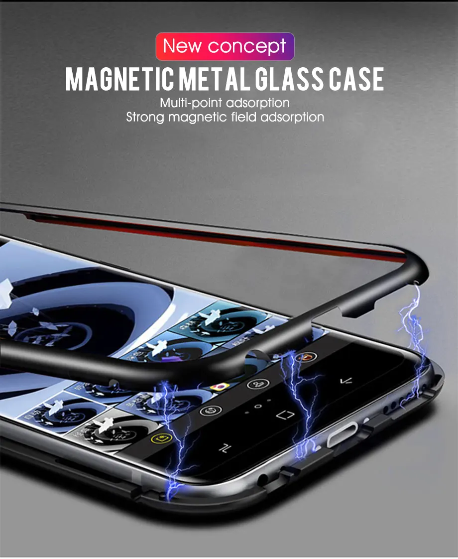 Магнитная Адсорбция металлический чехол для Samsung Galaxy S10 S9 S8 Plus S10e Note 8 9 A10 A20 ...