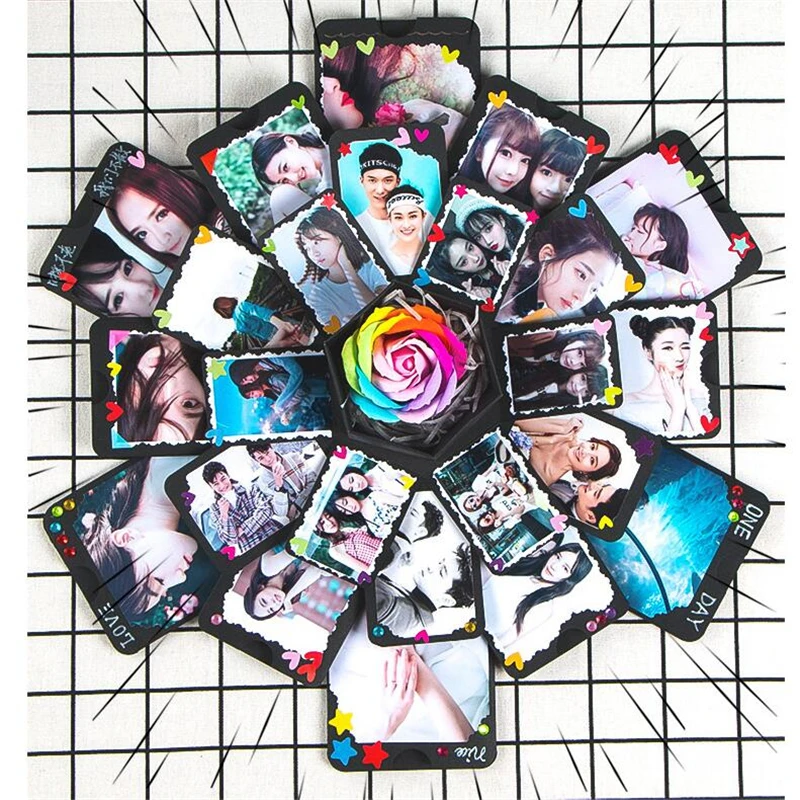 Handmade Photo Album Hexagonal Explosion Paper Box DIY 12 Institutions ...