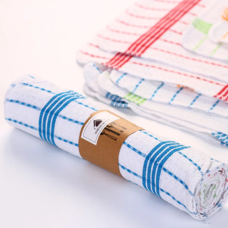 High quality pure cotton contracted lattice dish cloth 10 thickening ...