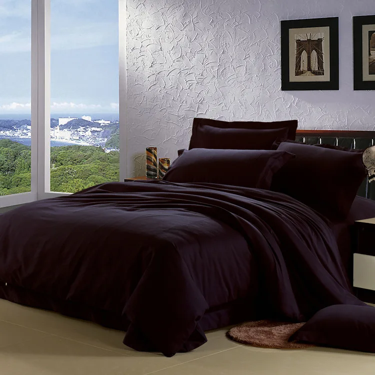 Cotton solid color bedding set,thicken sanding 4pcs duvet cover set ...