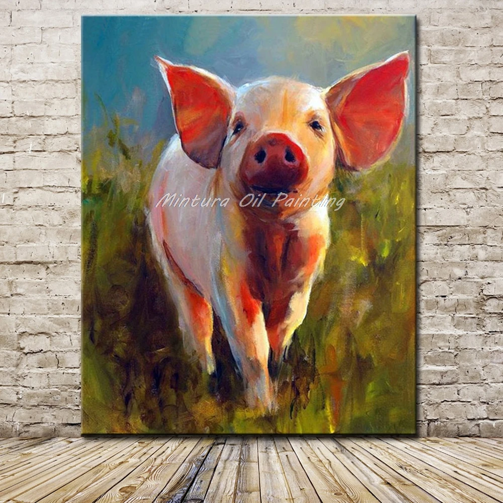 Arthyx-Kunst-gro-e-Gr-en-handgemalte-Schweinchen-Tier-lgem-lde-auf-Leinwand-abstrakte-Cartoon ...