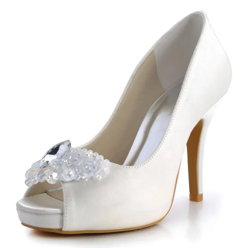 Woman Shoes Elegantpark Ep2055 Ip Ivory Peep Toe Stiletto Heel