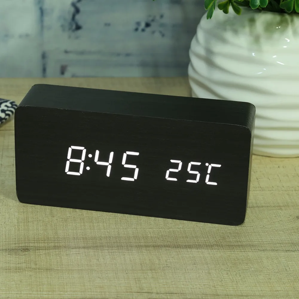 Modern Wooden Wood USB/AAA Digital LED Alarm Clock Calendar Thermometer ... Modern Wooden Wood USB/AAA Digital LED Alarm Clock Calendar Thermometer ...