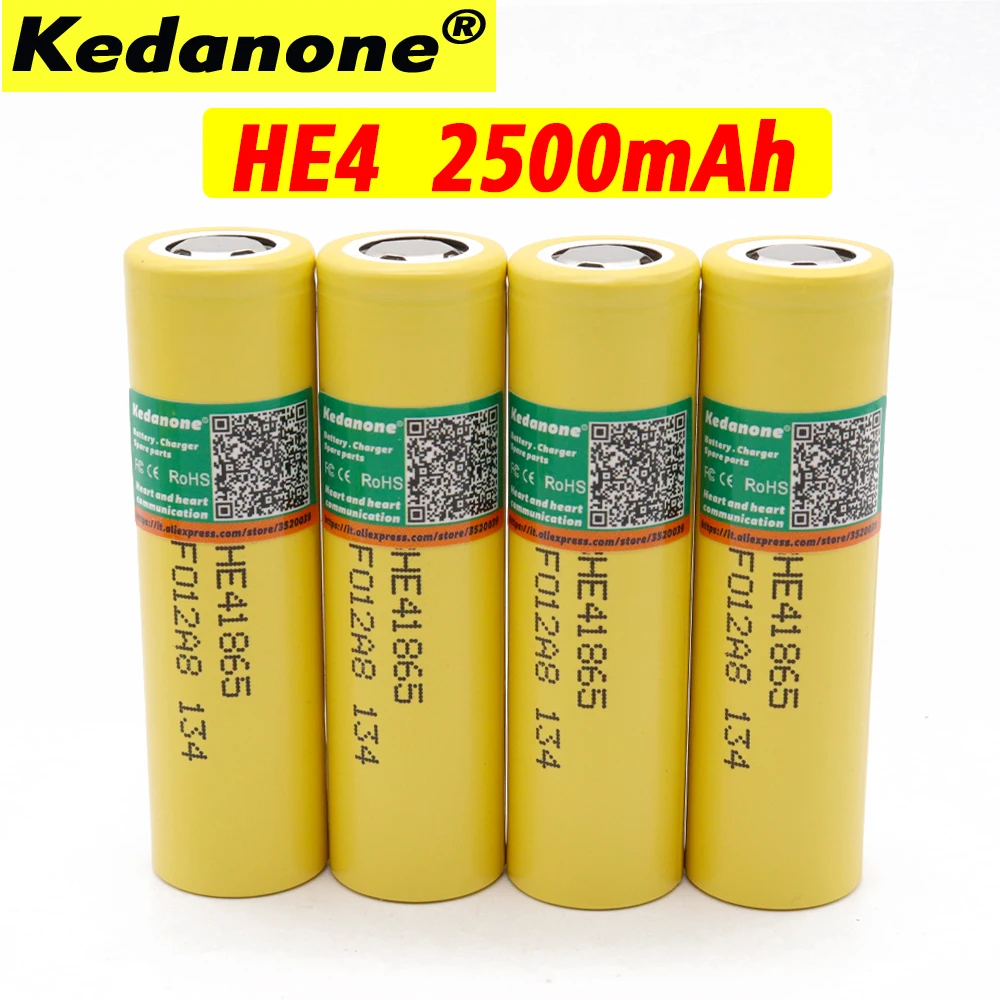 100% New Original HE4 2500mAh Li lon Battery 18650 3.7V Power ...