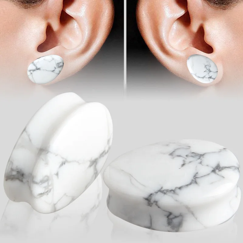 White Ear Plugs Water Droplets Stone Ear Gauge Plugs Tunnel Piercings ...