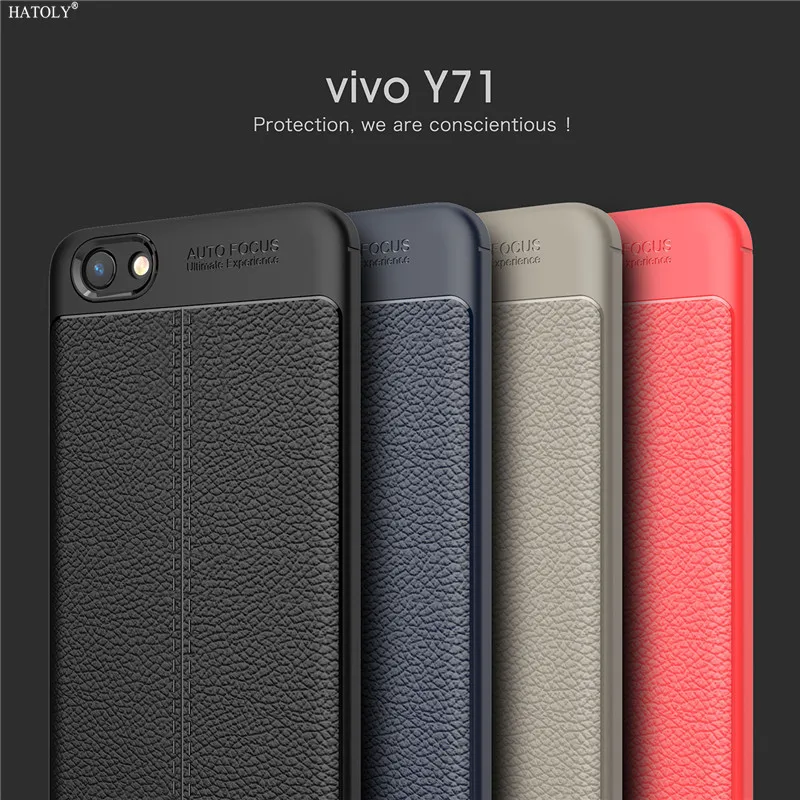 Hatoly Cover For Bbk Vivo Y71 Case Soft Litchi Tpu Rugged Back Case For ...