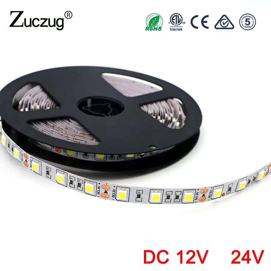 Aliexpress.com : Buy LED Strip 12V 24V 5050 SMD 60LEDs/m Lightstrip 5 M ...